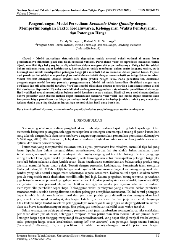 (PDF) Pengembangan Model Persediaan Economic Order Quantity dengan ...