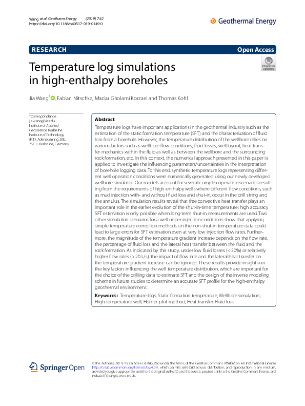 Pdf Temperature Log Simulations In High Enthalpy Boreholes