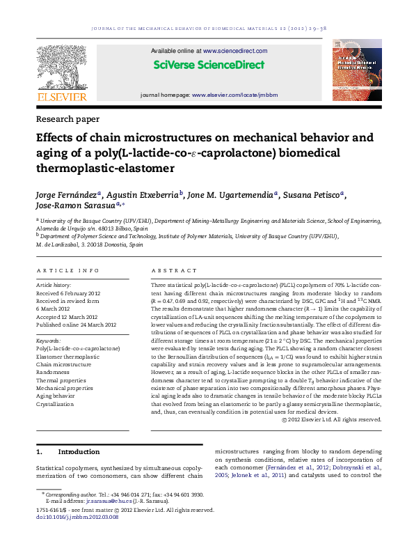 (PDF) Effects of chain microstructures on mechanical behavior and aging of a poly(L-lactide-co ...