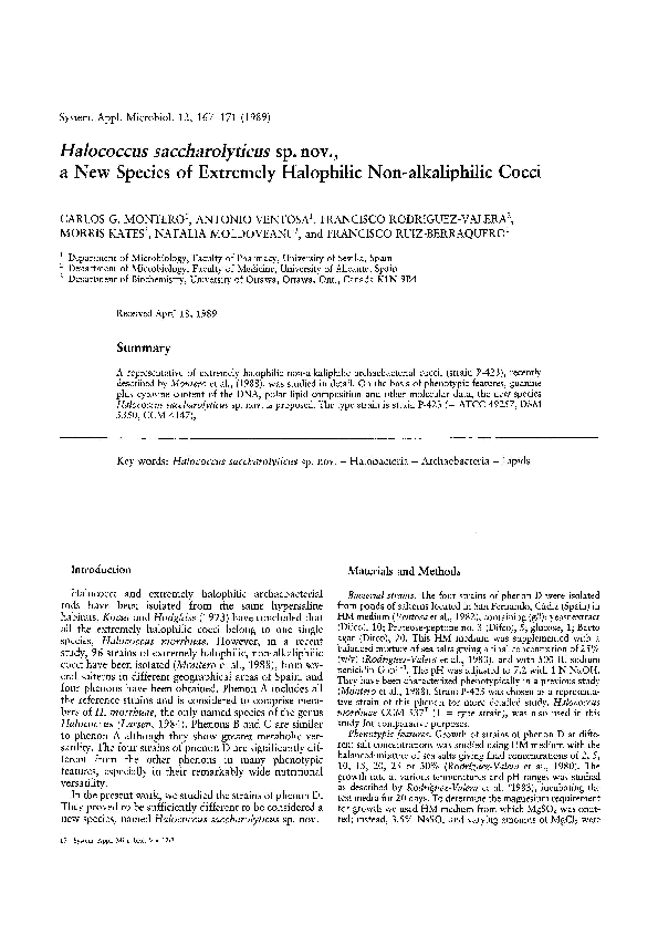 (PDF) Halococcus saccharolyticus sp. nov., a New Species of Extremely ...
