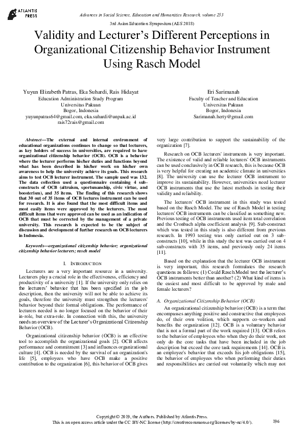 (PDF) Validity and Lecturer’s Different Perceptions in Organizational ...