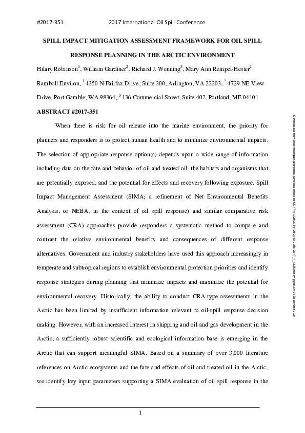(PDF) Spill Impact Mitigation Assessment Framework for Oil Spill ...