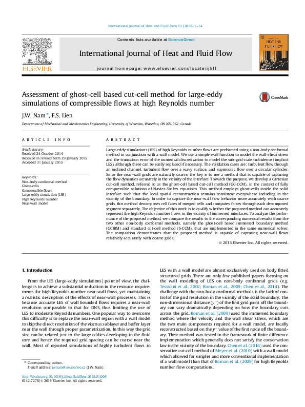 (PDF) Assessment of ghost-cell based cut-cell method for large-eddy ...
