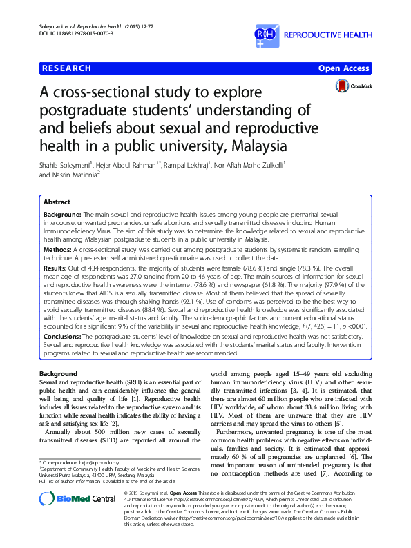 (PDF) A cross-sectional study to explore postgraduate students ...