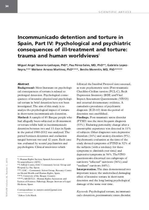 (PDF) Incommunicado detention and torture in Spain, Part IV ...