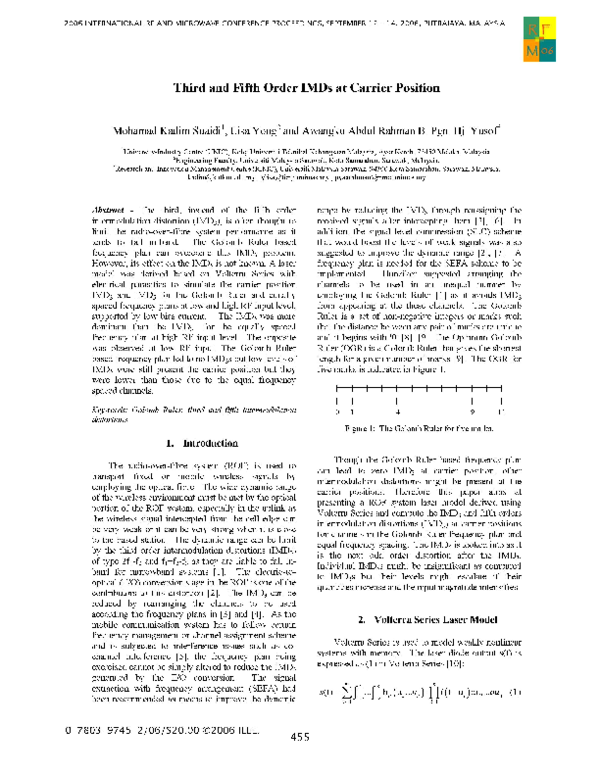 (PDF) Third and Fifth Order IMDs at Carrier Position
