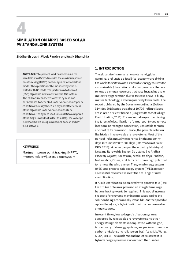 (PDF) Simulation on MPPT Based Solar PV Standalone System 4