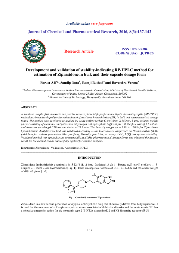 (PDF) Development and validation of stability-indicating RP-HPLC method ...