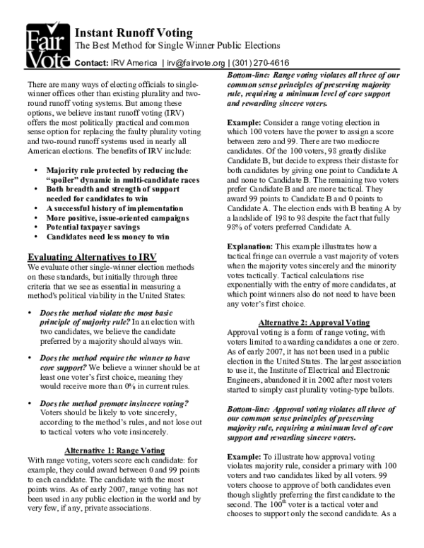 (PDF) Instant Runoff Voting