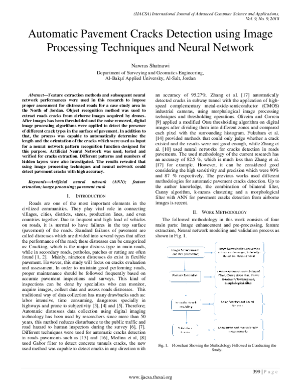 Pdf Automatic Pavement Cracks Detection Using Image Processing Techniques And Neural Network