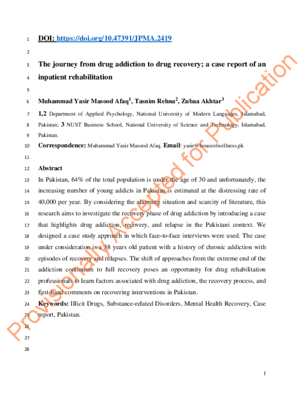 (PDF) The journey from drug addiction to drug recovery; a case report ...