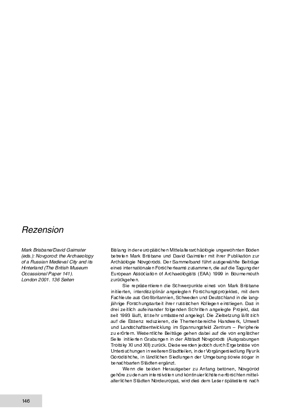 (PDF) Mark Brisbane/David Gaimster (eds.): Novgorod: the Archaeology of ...