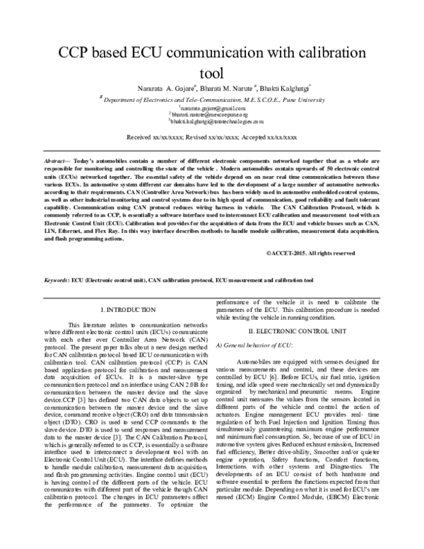 (PDF) CCP based ECU communication with calibration tool