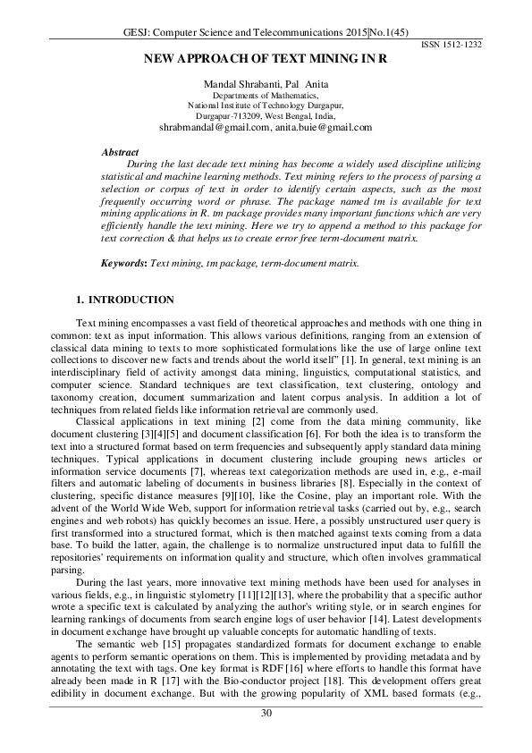 (PDF) New Approach of Text Mining in R