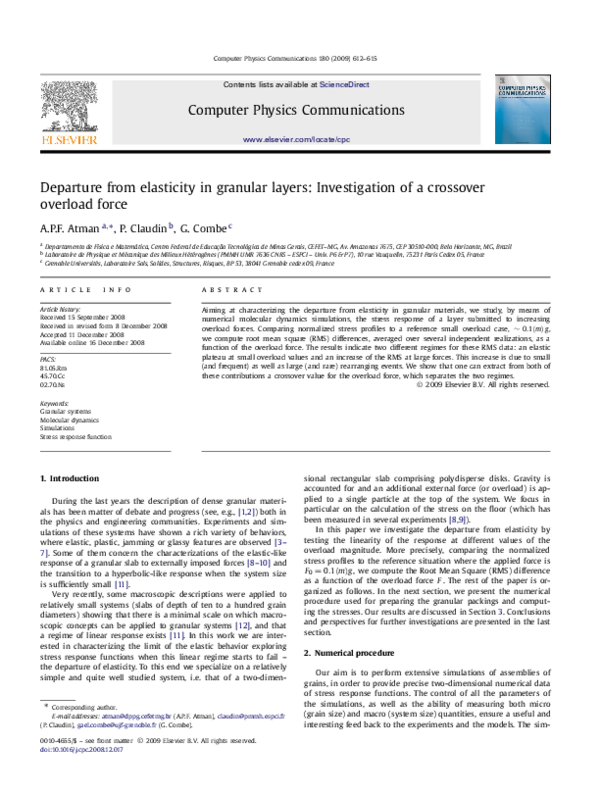 (PDF) Departure from elasticity in granular layers: Investigation of a ...