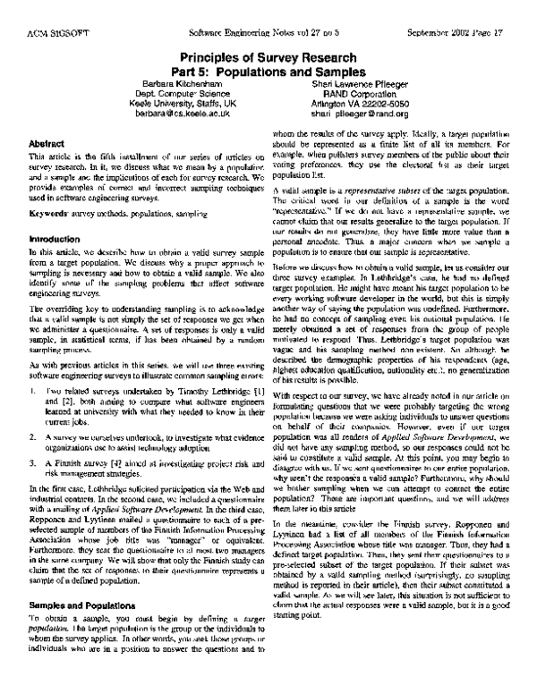 (PDF) Principles of survey research