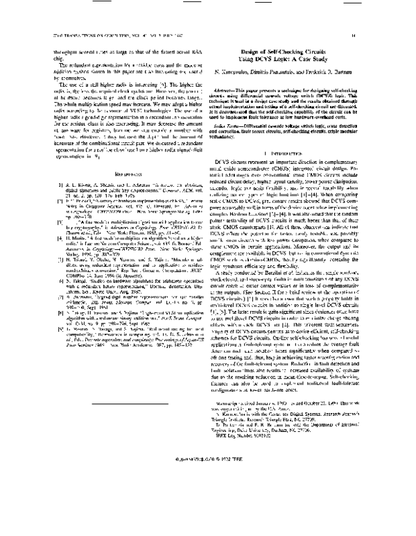 (PDF) Design of self-checking circuits using DCVS logic: a case study