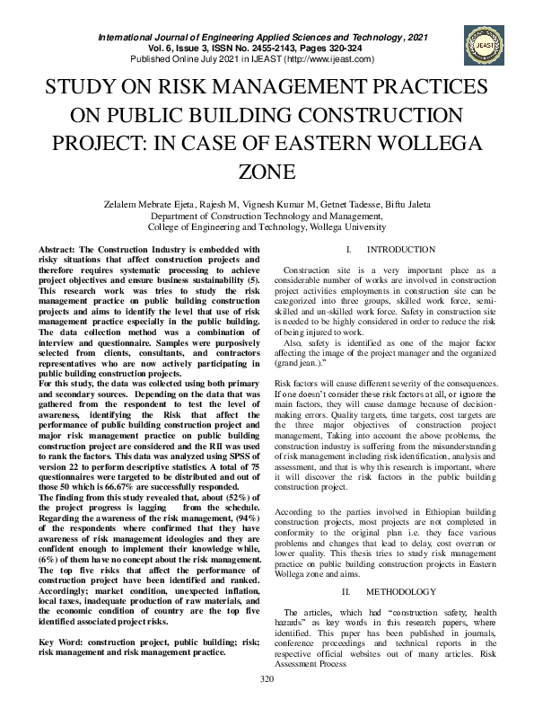 (PDF) Study on Risk Management Practices on Public Building ...