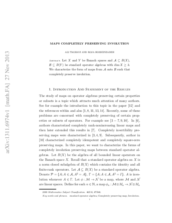 (PDF) Maps completely preserving involution