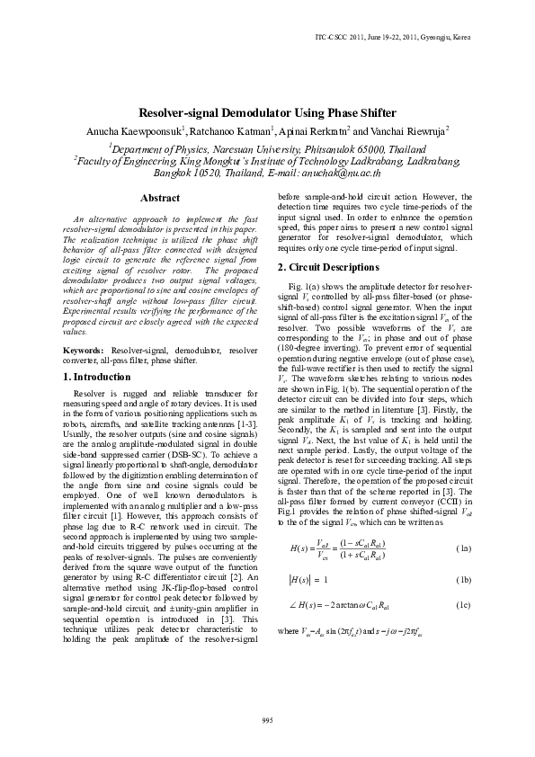 (PDF) Resolver-signal Demodulator Using Phase Shifter