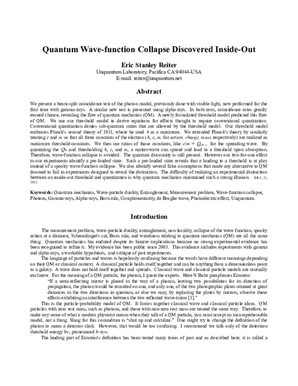 (PDF) Quantum Wave-function Collapse Discovered Inside-Out