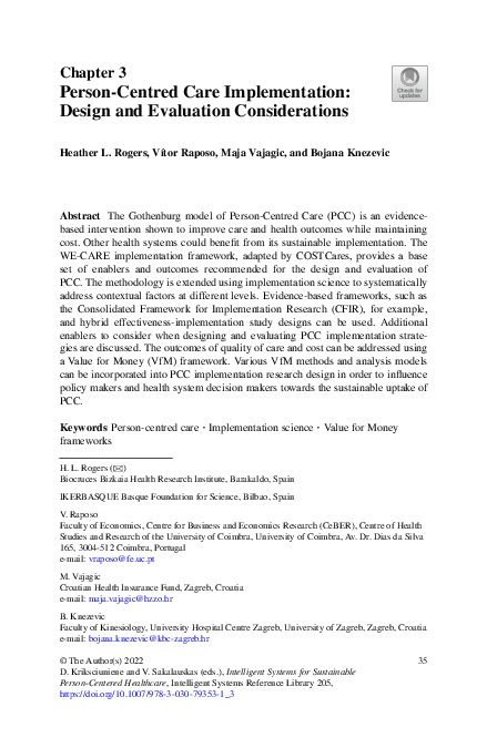 (PDF) Person-Centred Care Implementation: Design and Evaluation Considerations