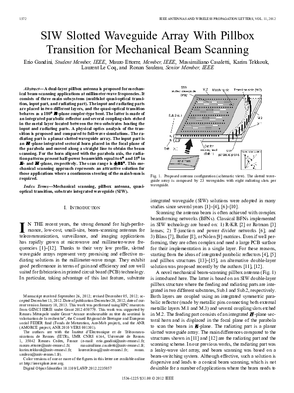 (PDF) SIW Slotted Waveguide Array With Pillbox Transition for ...