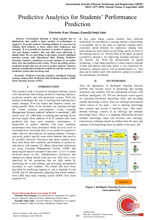 (PDF) Predictive Analytics for Students" Performance Prediction