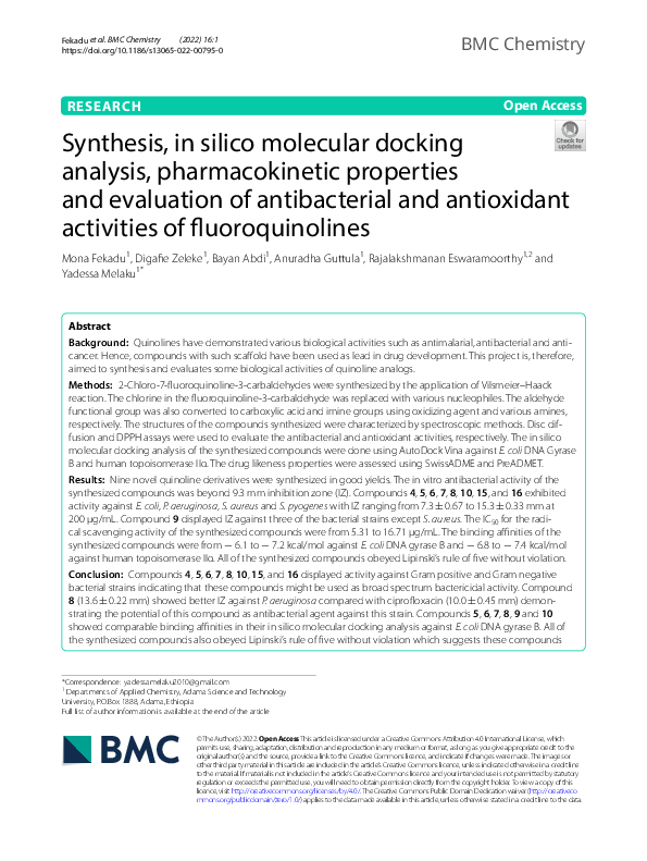 (PDF) Additional file 1 of Synthesis, in silico molecular docking analysis, pharmacokinetic ...