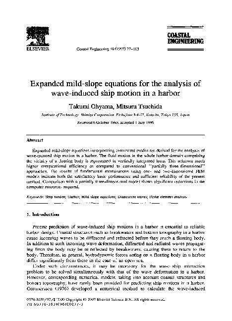 (PDF) Expanded mild-slope equations for the analysis of wave-induced ...