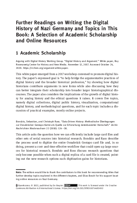 (PDF) Digital History of Nazi Germany: Insights & Resources