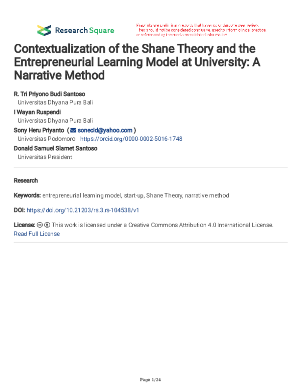 (PDF) Contextualization of the Shane Theory and the Entrepreneurial ...