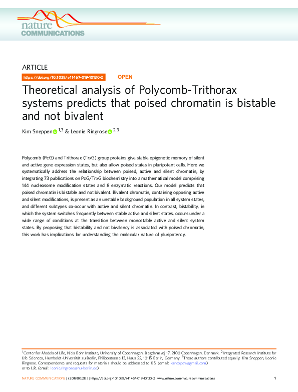 (PDF) Theoretical analysis of Polycomb-Trithorax systems predicts that ...