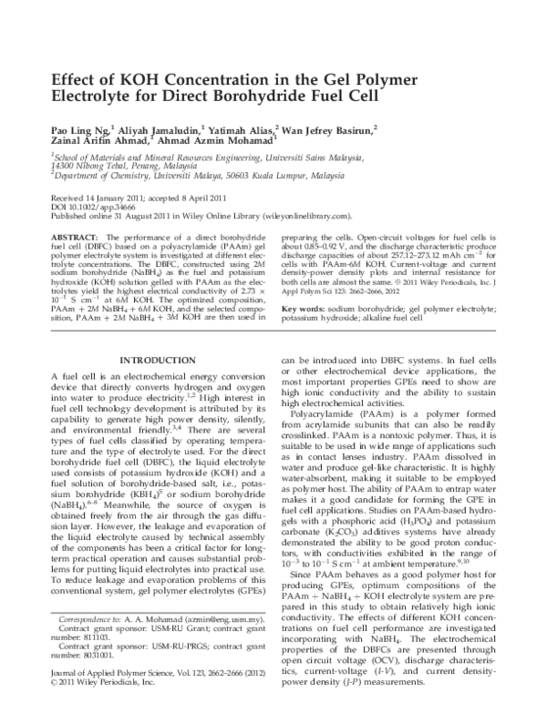 (PDF) Effect of KOH concentration in the gel polymer electrolyte for ...