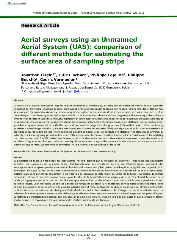 (PDF) Aerial Surveys Using an Unmanned Aerial System (UAS): Comparison ...