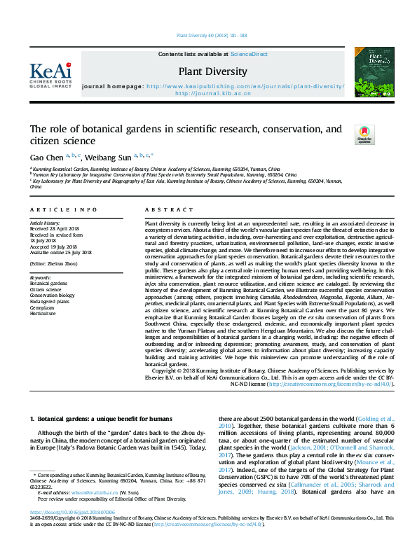 (PDF) The role of botanical gardens in scientific research ...
