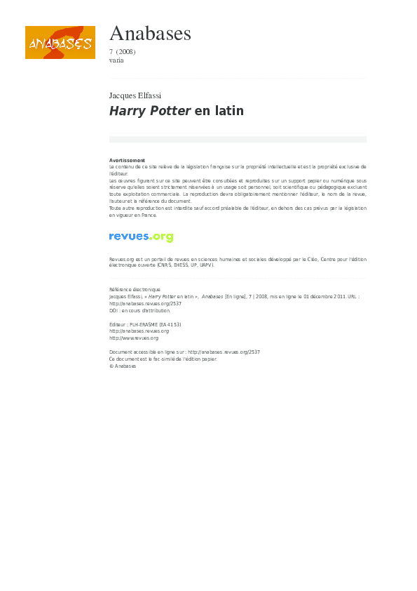 (PDF) « Harry Potter en latin