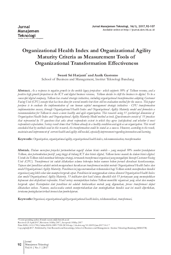 (PDF) Organizational Health Index and Organizational Agility Maturity ...