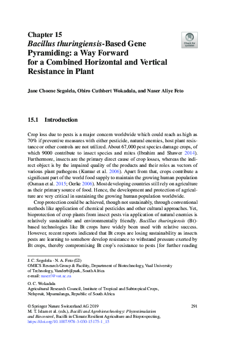 (PDF) Bacillus thuringiensis-Based Gene Pyramiding: a Way Forward for a ...