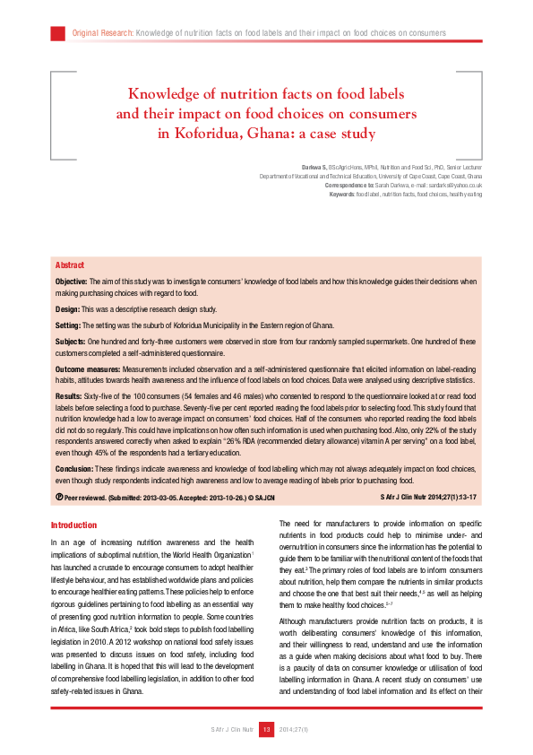 PDF Knowledge Of Nutrition Facts On Food Labels And Their Impact On Food Choices On Consumers pdf-knowledge-of-nutrition-facts-on-food-labels-and-their-impact-on-food-choices-on-consumers