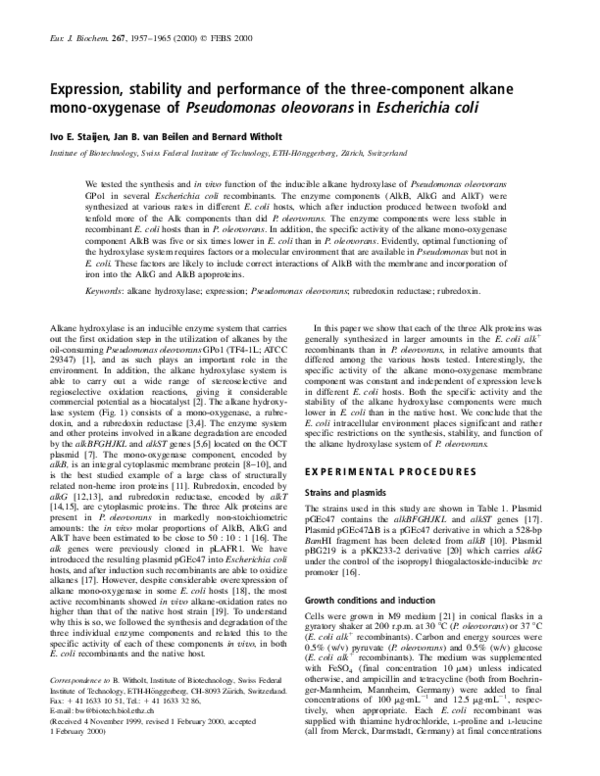 (PDF) Expression, stability and performance of the three-component ...