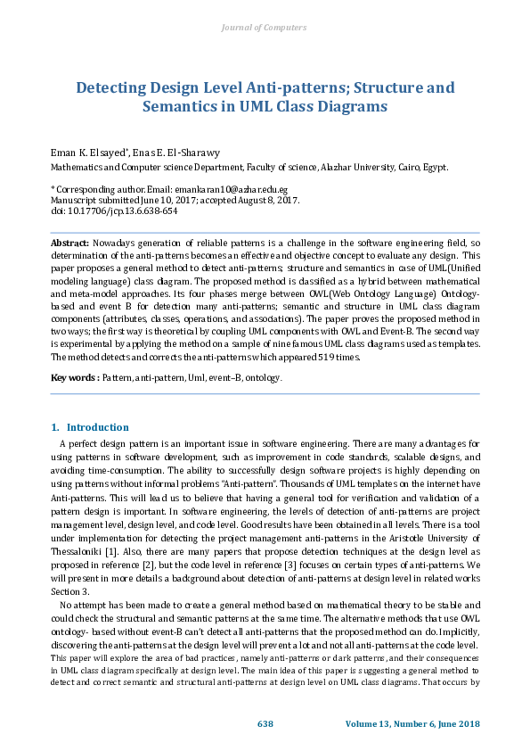Pdf Detecting Design Level Anti Patterns Structure And Semantics In