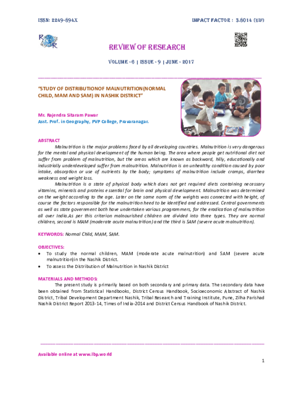 (PDF) "STUDY OF DISTRIBUTIONOF MALNUTRITION(NORMAL CHILD, MAM AND SAM ...