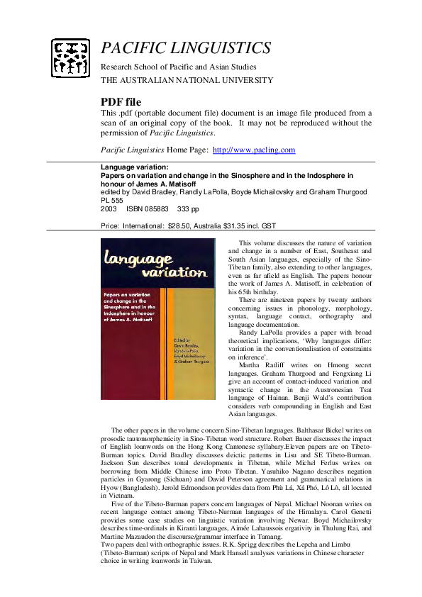 (PDF) Language Variation: Papers on Variation and Change in the ...