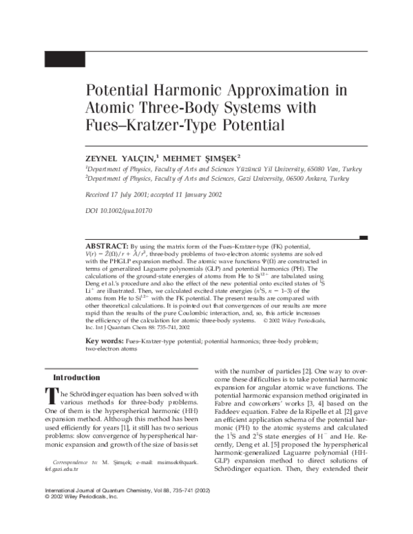 (PDF) Potential harmonic approximation in atomic three-body systems ...