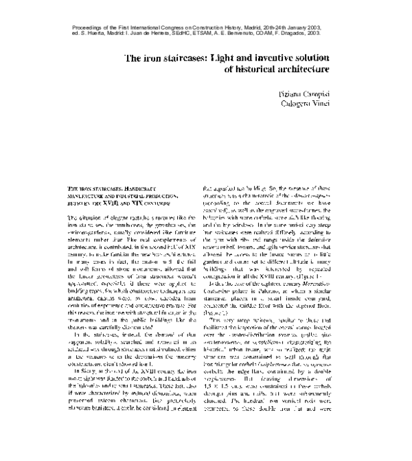 (PDF) The iron staircases: light and inventive solution of historical ...