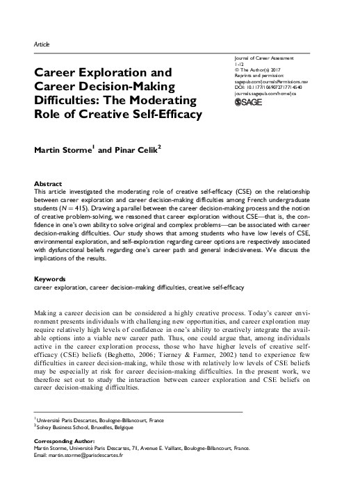 (PDF) Career Exploration and Career Decision-Making Difficulties