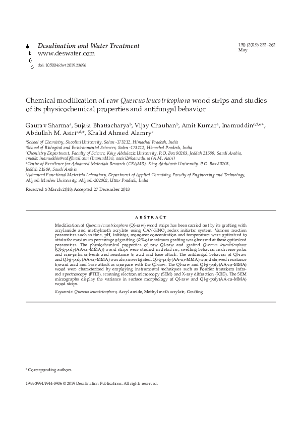 (PDF) Chemical modification of raw Quercus leucotricophora wood strips ...