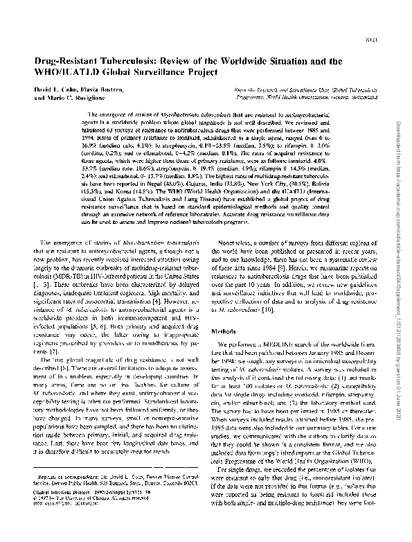(PDF) Drug-Resistant Tuberculosis: Review of the Worldwide Situation ...