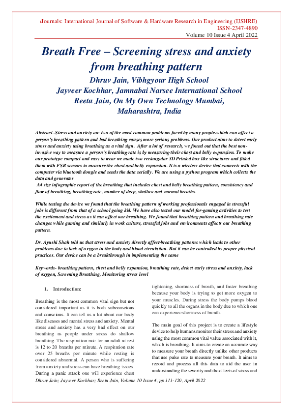 (PDF) Breath Free -Screening stress and anxiety from breathing pattern